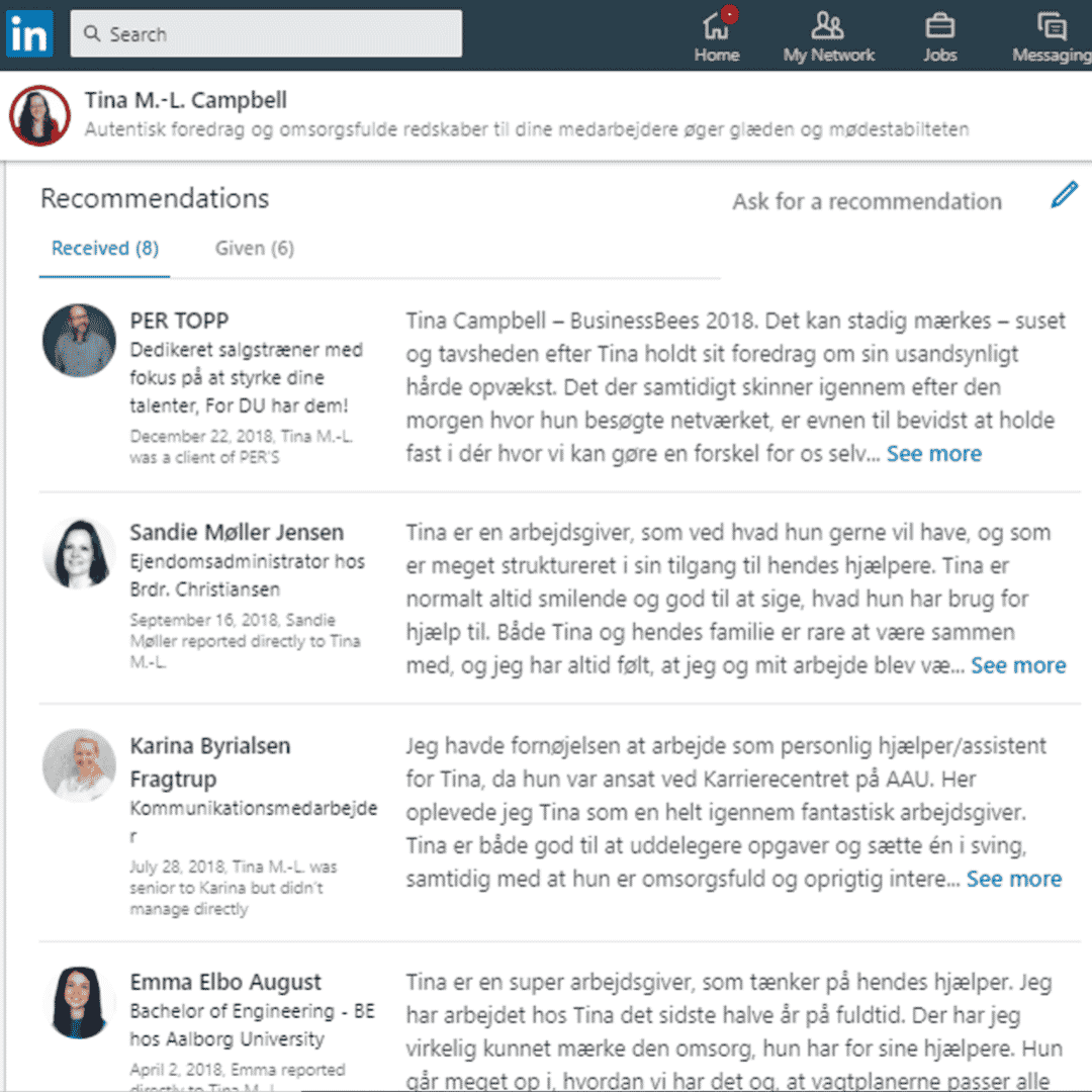 Anmeldelser af Tina Campbell | Motivationsforedrag og flere.